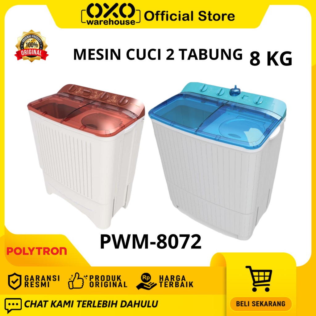 Jual Polytron Mesin Cuci PWM 8072 8KG 2 Tabung Low Watt Garansi Resmi ...