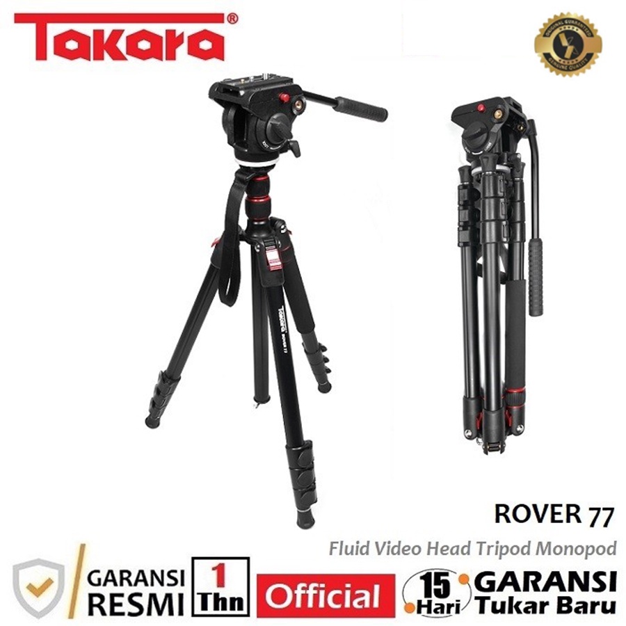 Jual Takara ROVER 77 2 in 1 Traveller Fluid Head Video Tripod Monopod ...