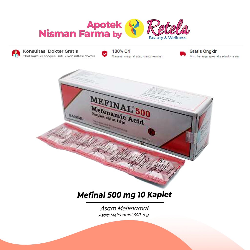 Jual MEFINAL 500MG 1 STRIP 10 CAPSUL ( Asam Mefenamat 500 mg ) | Shopee ...