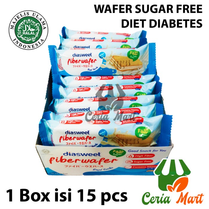 Jual WAFER SUGAR FREE DIET DIABETES FIBER WAFER VANILLA BOX ISI 15 ...
