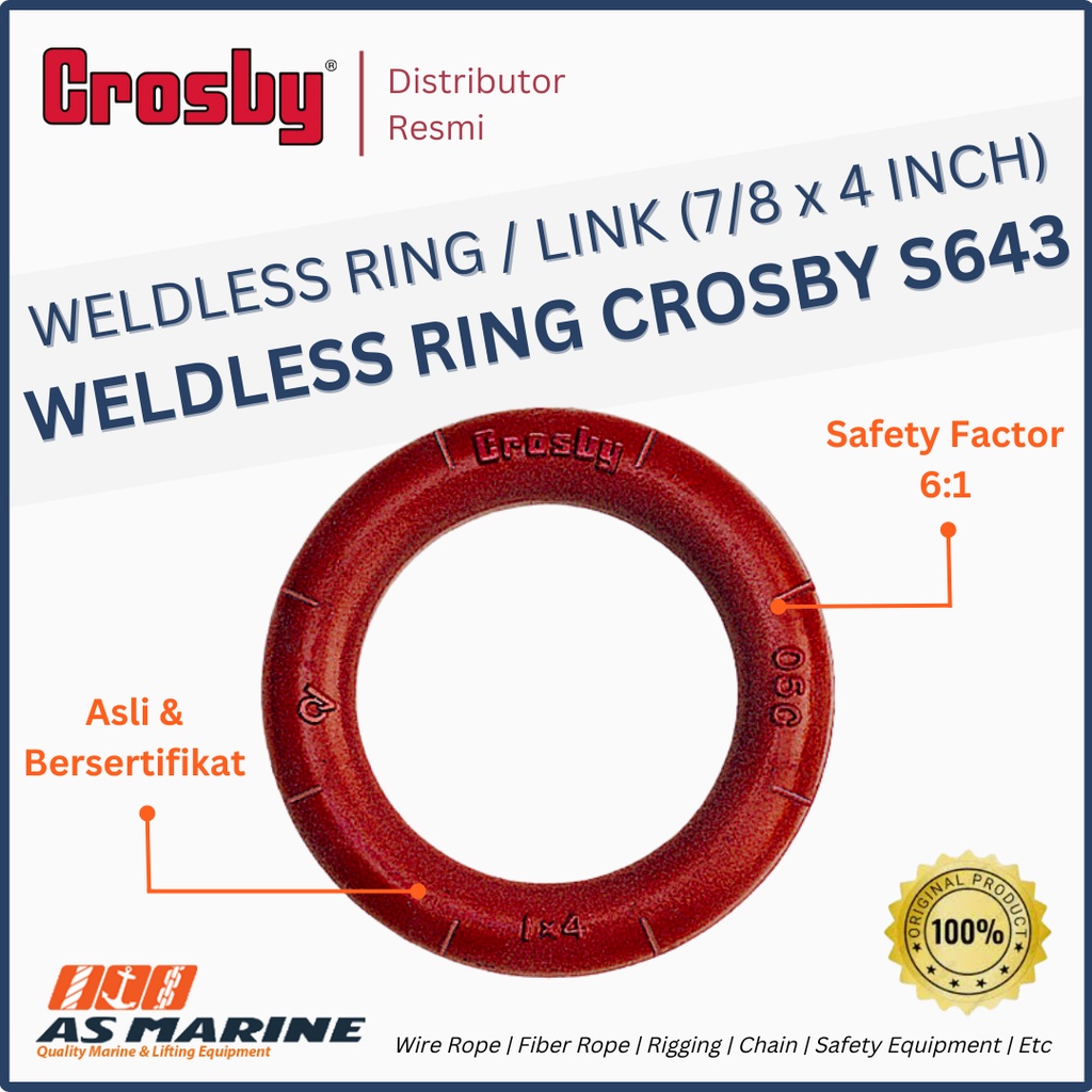 Jual CROSBY Weldless Ring / Link S643 7/8 x 4 Inch | Shopee Indonesia