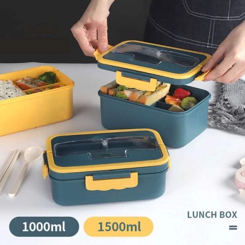 Jual Lunch Box CAM KOTAK 1000ML / Kotak Makan 2 Sekat Lunchbox Anti Tumpah 1000ML / Tempat Makan ...