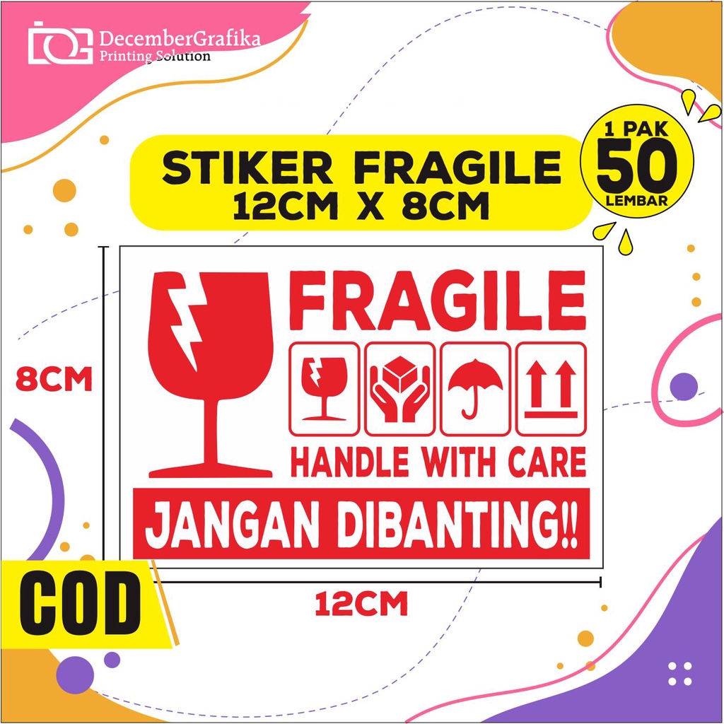Jual STIKER FRAGILE 8 CM X 12 CM 50PCS | Shopee Indonesia