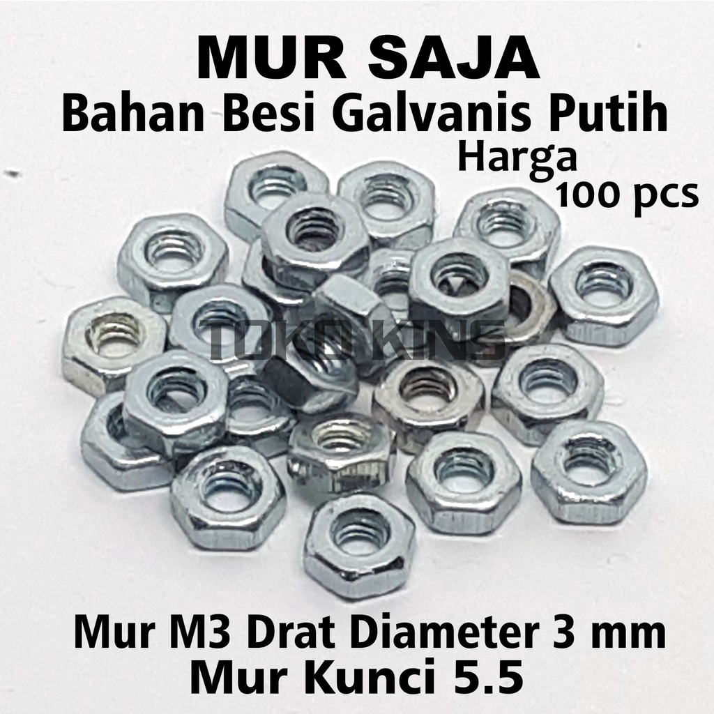 Jual Mur putih 3mm M3 per 100 pcs | Shopee Indonesia