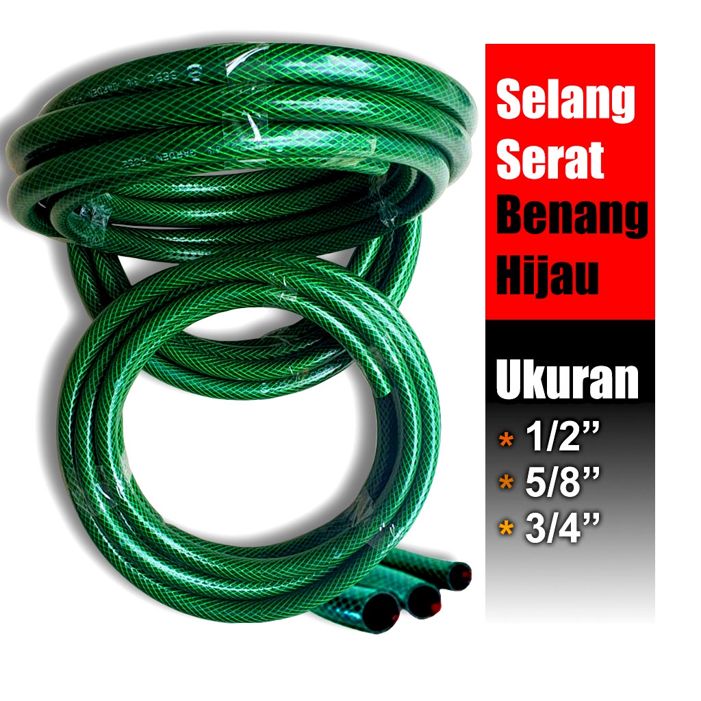Jual Selang Air Serat Benang Hijau Tebal Lebar 1/2" - Selang Benang ...