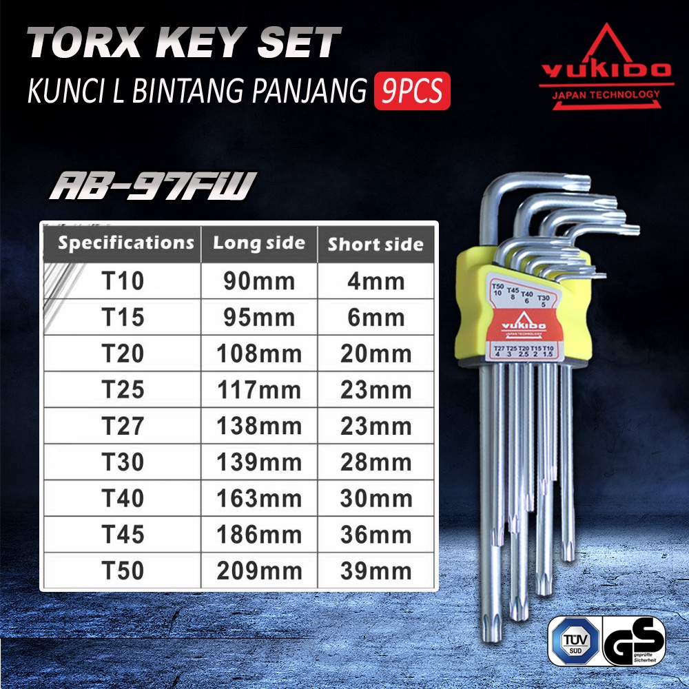 Jual MURAH ORIGINAL TEKIRO Kunci L (panjang) HK-LS1200 Kunci Kepala ...