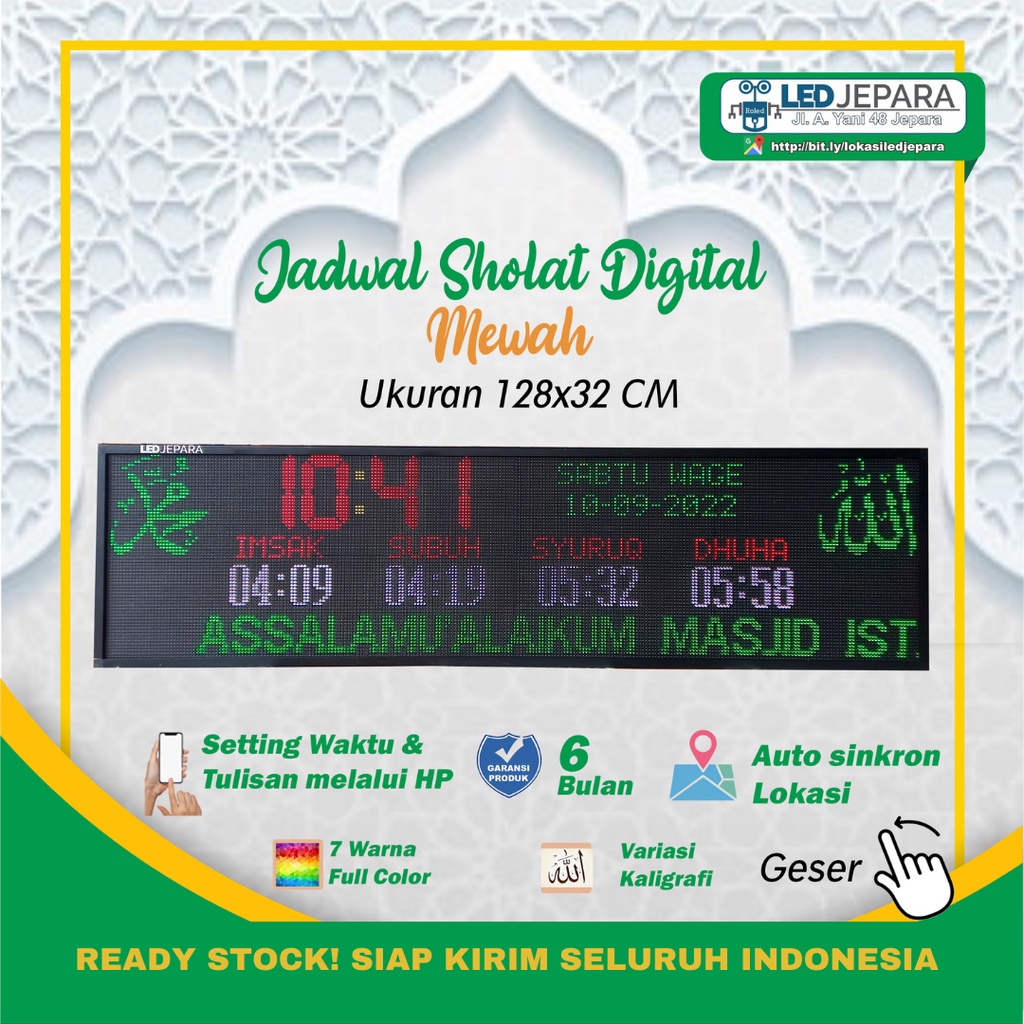 Jual Jadwal Sholat Digital Jam Masjid Digital Ukuran 128x32 P5 Full ...