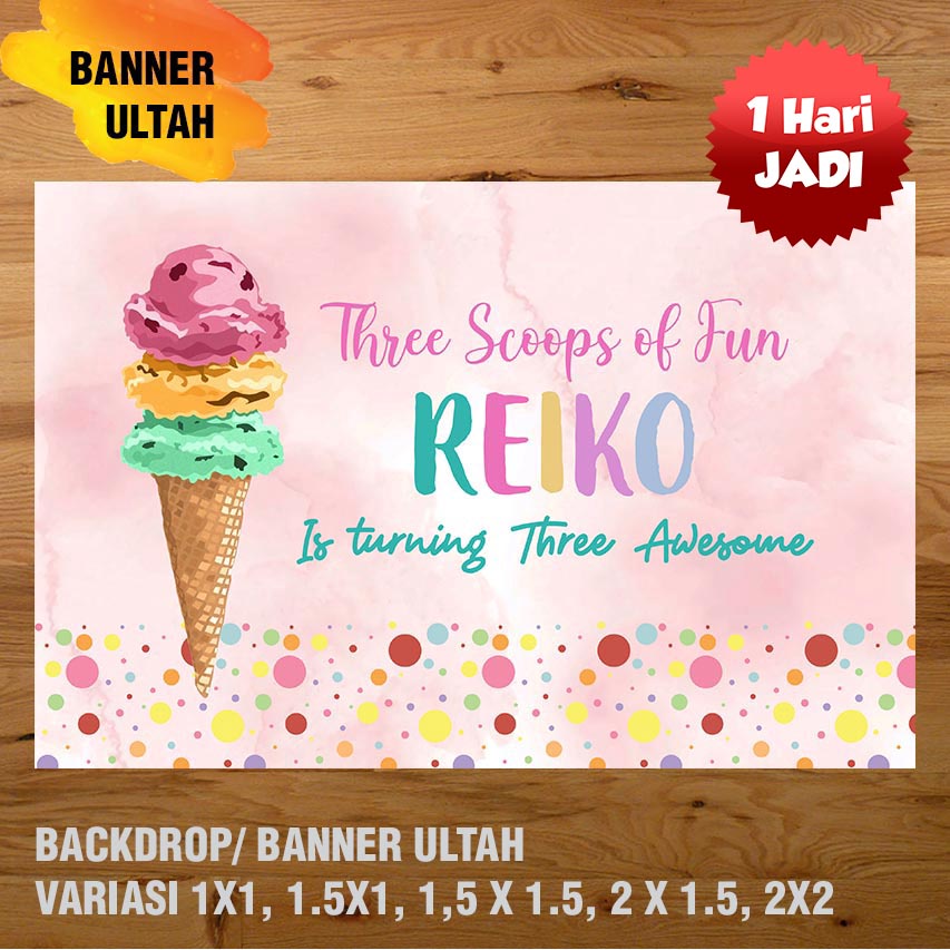 Jual ICE CREAM DONAT BANNER/ BACKDROP/ SPANDUK ULANG TAHUN UL-TAH ...