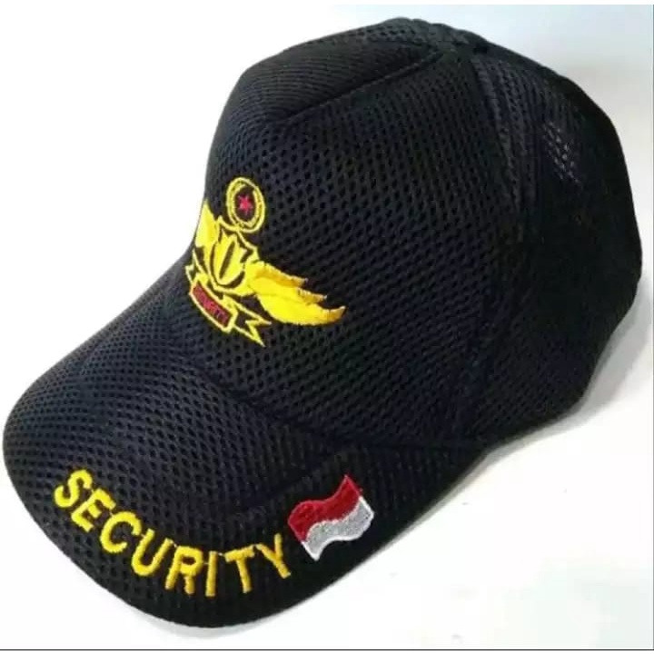 Jual Topi jaring security hitam wings kuning // Topi Doublemess Jaring ...