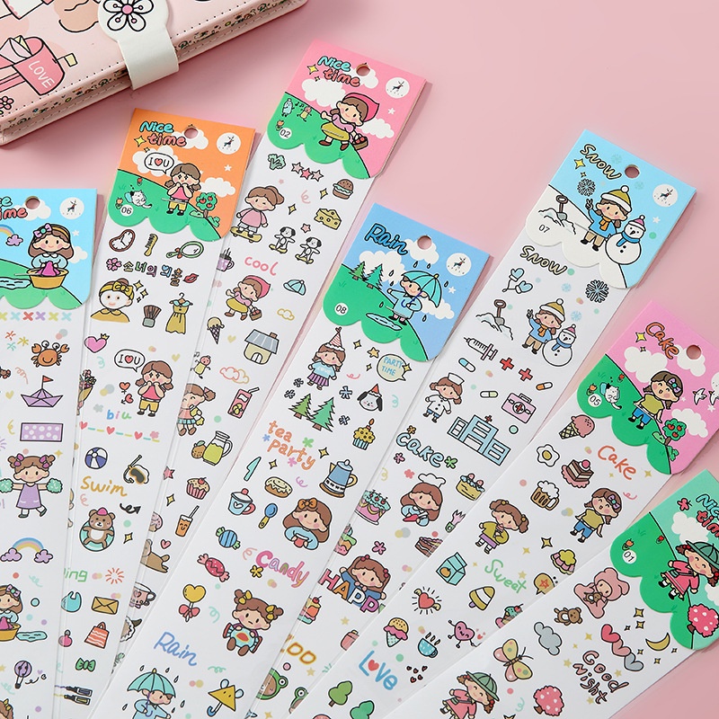 Jual (35CM)STICKER AESTHETIC PANJANG MOTIF KARTUN JAPAN/ STIKER PANJANG ...