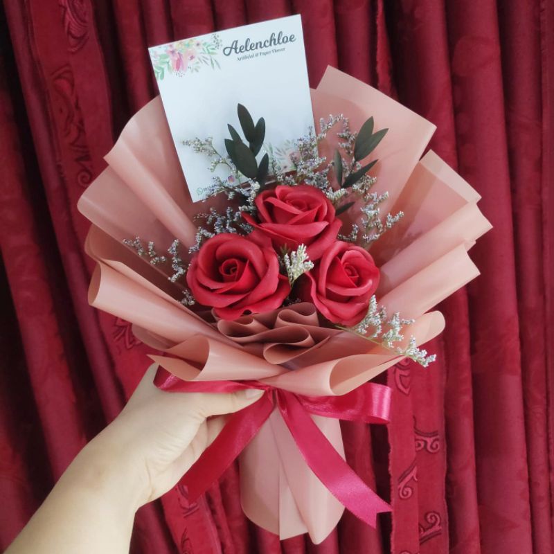 Jual Mini soap flowers 3 tangkai & dried flowers bouquet / Buket bunga ...