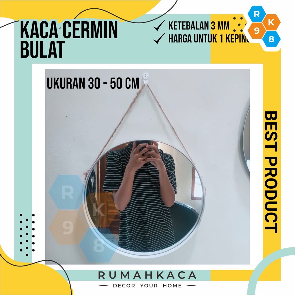 Jual Kaca Cermin Bulat Aesthetic/ Cermin gantung/ Cermin Bulat ...