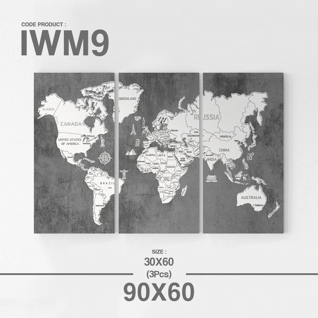 Jual [90X60] Wall Decor Hiasan Dinding Peta Dunia World Map Vintage ...