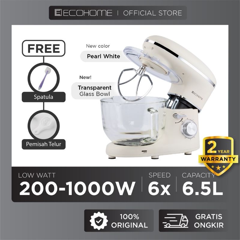 Jual ECOHOME STAND MIXER PLATINUM GLASS BOWL 5L ESM-999 ORIGINAL ...