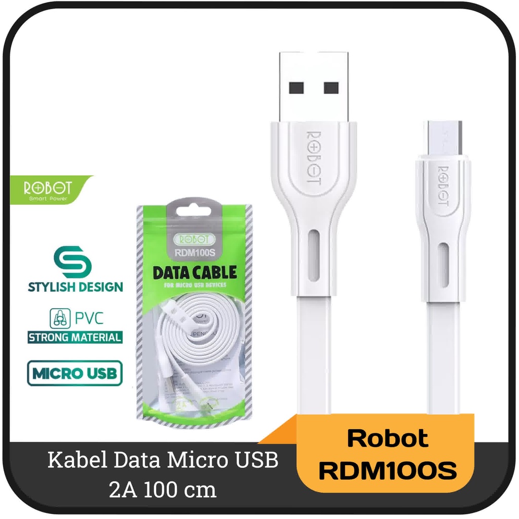 Jual Kabel Data Micro USB Robot RDM100S 2A 100CM - White | Shopee Indonesia