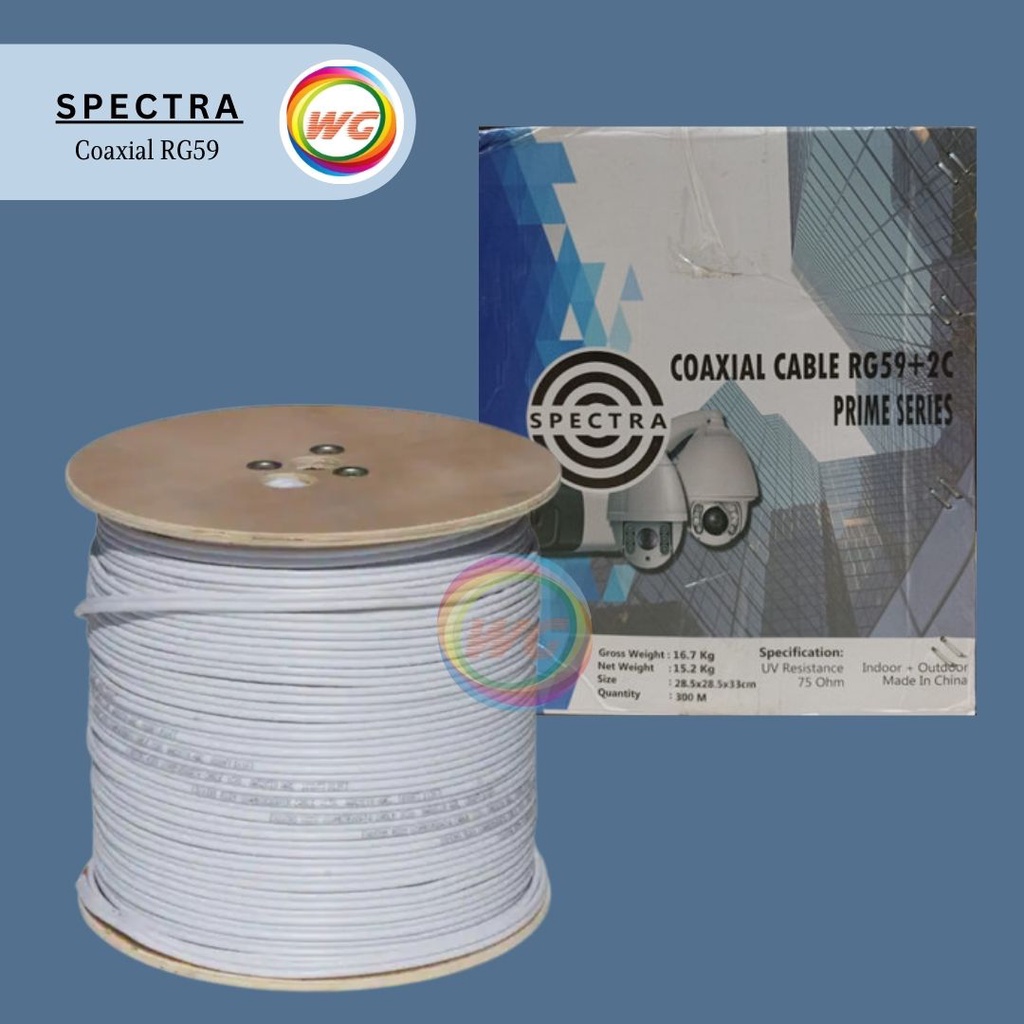 Jual SPECTRA Kabel CCTV RG59 300 meter Plus Power Coaxial Cable RG59+2C ...
