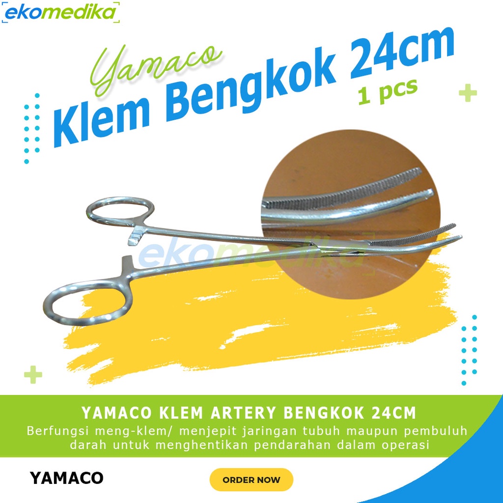 Jual Klem Artery Bengkok 24 cm / Pean Forceps Cvd 24cm YAMACO YMC-268 ...