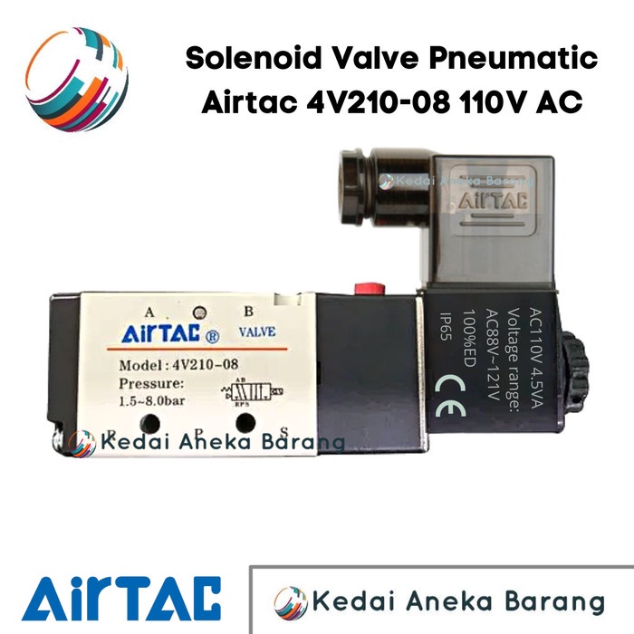 Jual Pneumatic Solenoid Valve Airtac 4V210-08 4V210 08 110V Ac / 12V Dc ...