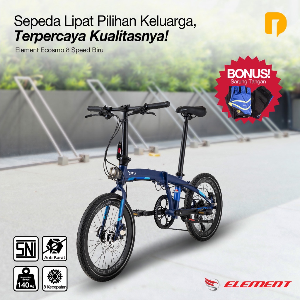 Jual ELEMENT SEPEDA LIPAT ECOSMO 8 SPEED BIRU | SEPEDA LIPAT ...