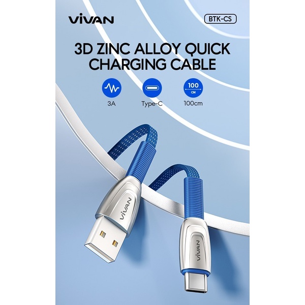 Jual Vivan Kabel Data BTK-CS Cable Data Type-C 100CM Fast Charging 3A ...