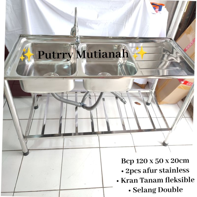 Jual Laris wastafel portable 2 lubang uk 120x20cm kitchen sink bak cuci ...