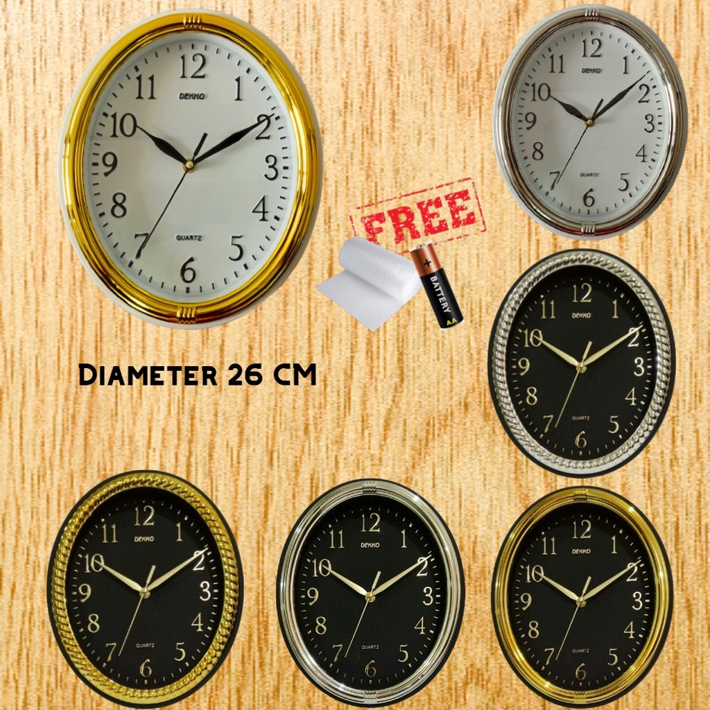 Jual Jam Dinding Ukuran Sedang 26 cm Silver Chrome Gold Putih Hitam ...