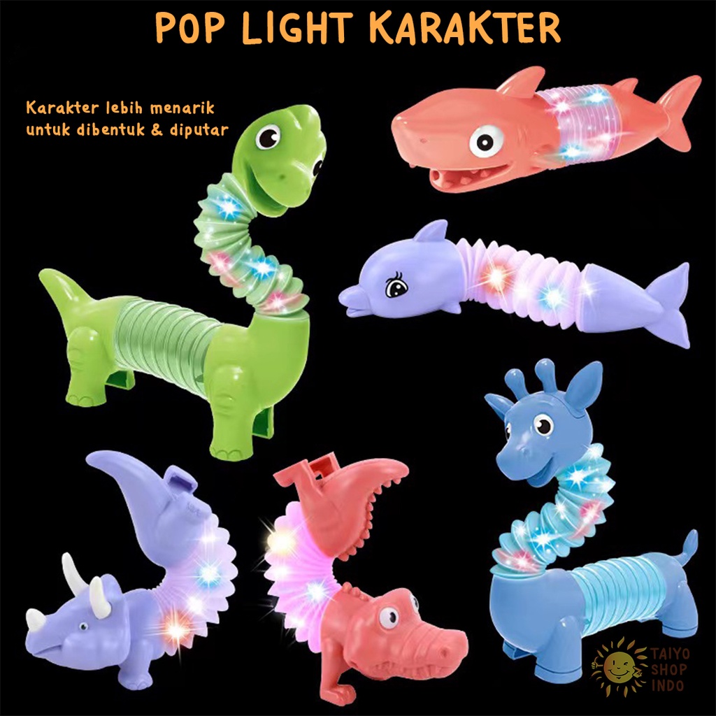 Jual TAIYO Mainan Anak Pop Light Karakter Animal Tube LED Lampu Light ...