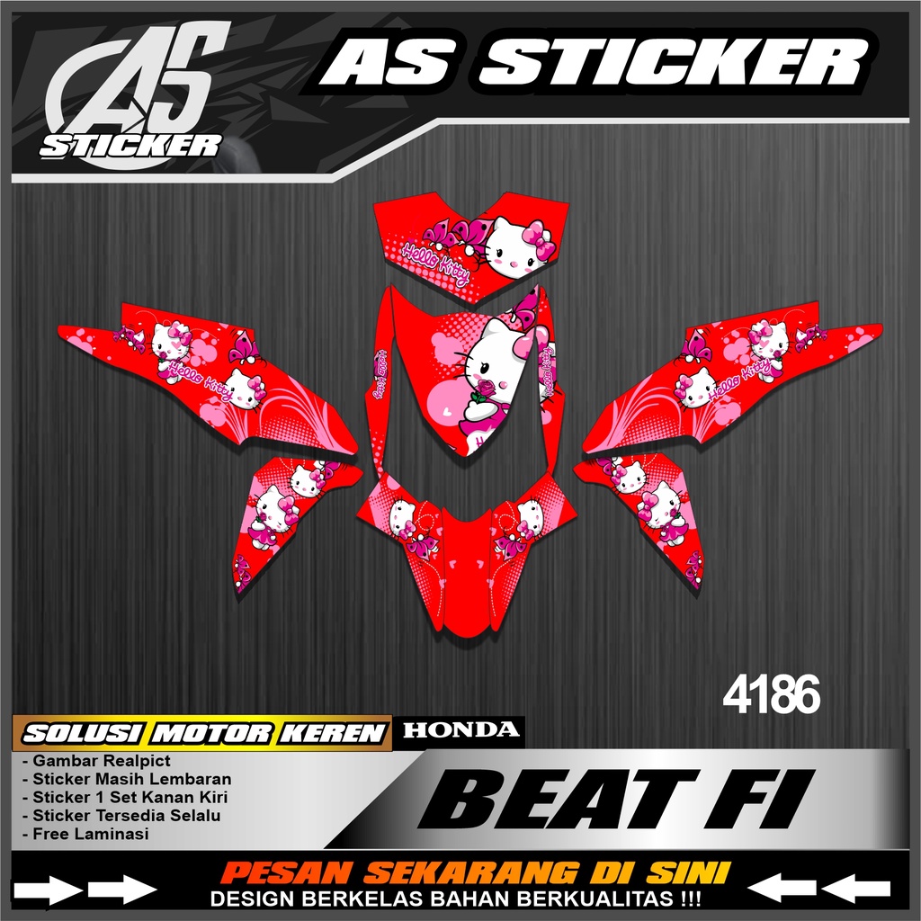 Jual 4186a Decal Sticker Beat Fi Desain Hello kitty Racing - Stiker ...