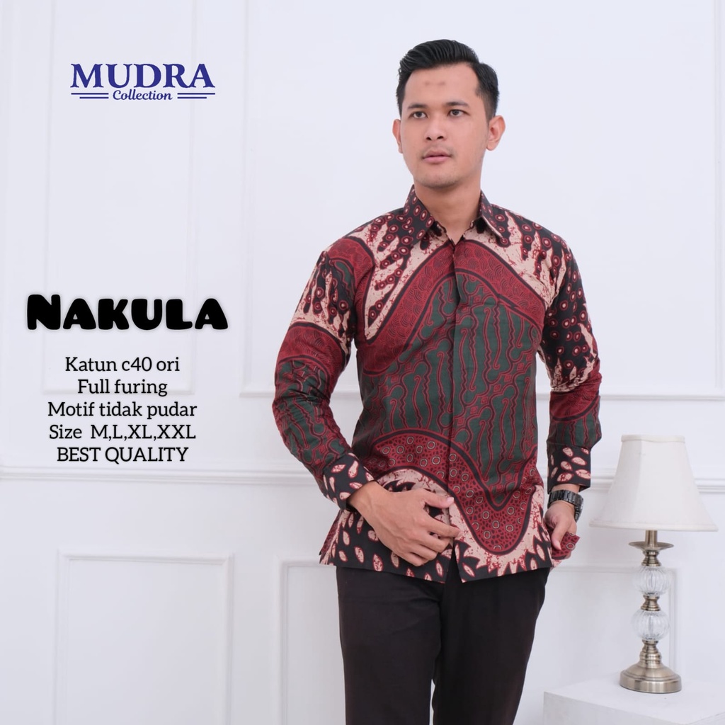 Jual Batik Mudra Collection / Batik Pria Lengan Panjang / Batik Terbaru / Nakula | Shopee Indonesia