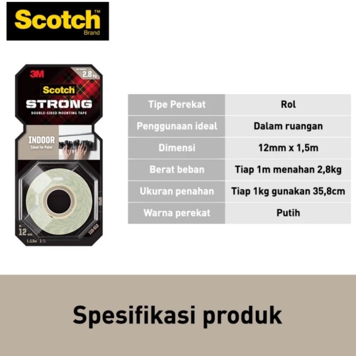 Jual Double Tape 3M Scotch Indoor Mounting Tape 110-S12 12mm x 1,5 meter | Shopee Indonesia
