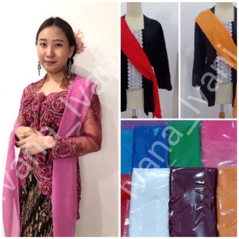 Jual Selendang Kebaya Chiffon Polos Murah Pinggiran Neci Jahitan Rapi ...