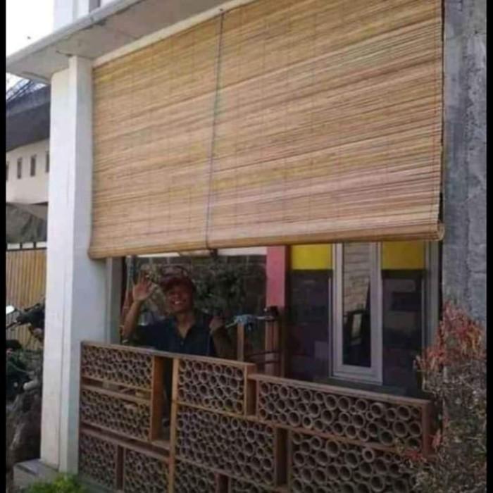 Jual Tirai Krey Bambu Sawit Outdoor 2X2 60 Ribu Fulset Tambang Sm Rol | Shopee Indonesia