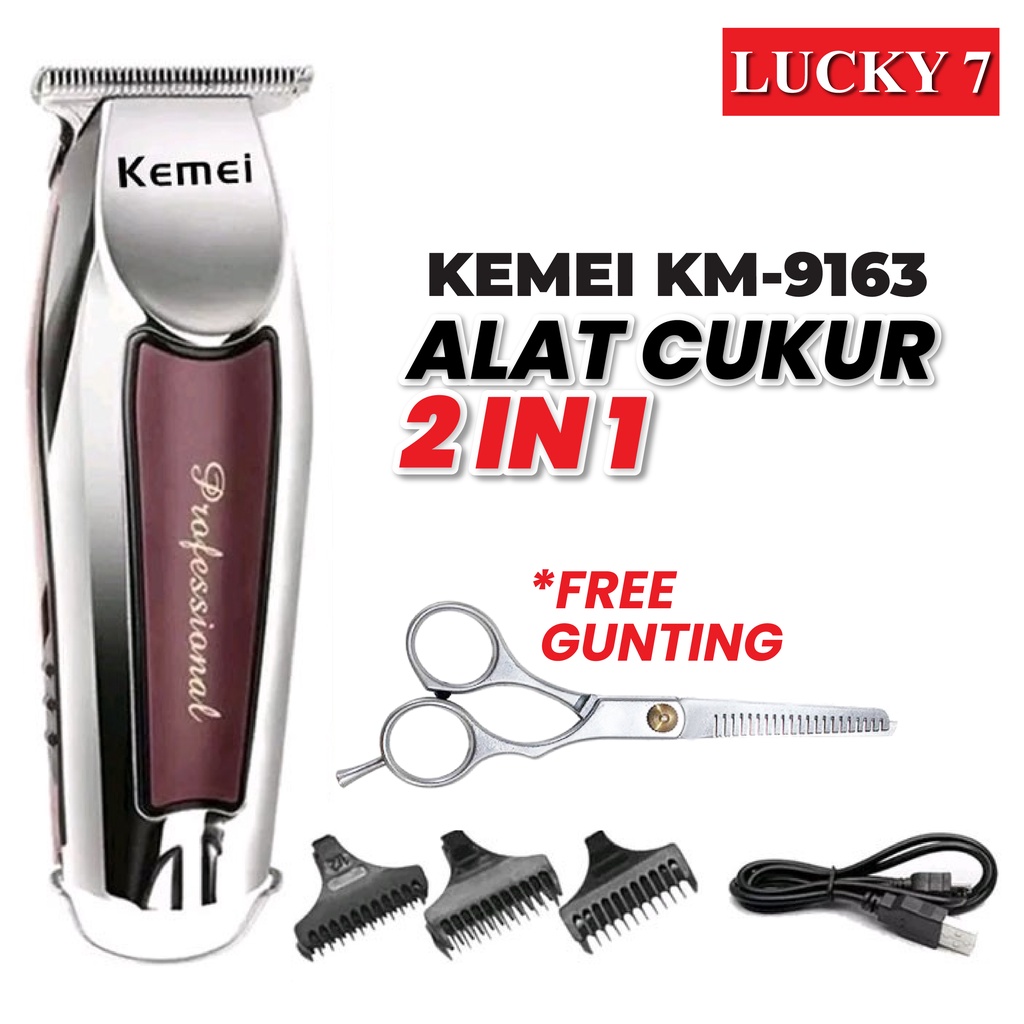 Jual Kemei KM 9163 Alat Cukur Rambut Elektrik Hair Clipper Gratis Gunting Sasak | Shopee Indonesia