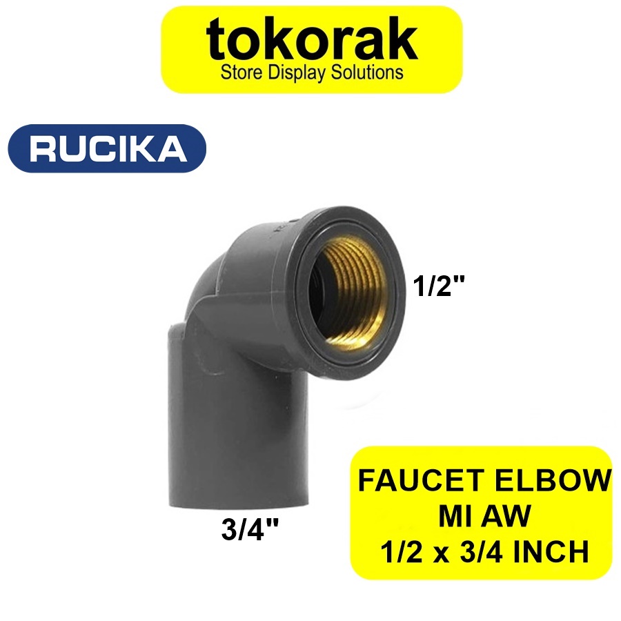 Jual ELBOW KRAN DRAT DALAM KUNINGAN AW 1/2" X 3/4" AW RUCIKA KNEE FAUCHET DRAT DALAM AW KUNINGAN ...