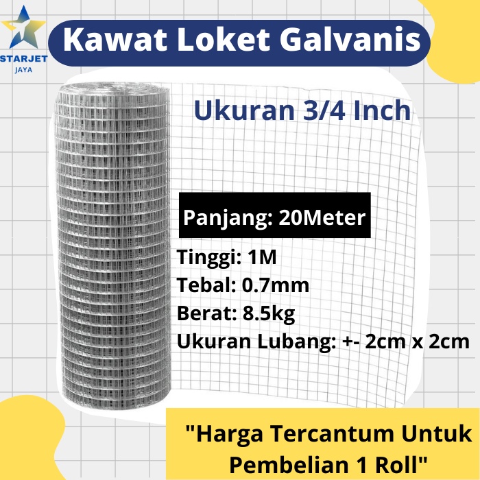 Jual Kawat Loket Ram Galvanis 3/4 Inch Panjang 20 Meter Putih Kandang Anti Karat Tebal stainless ...