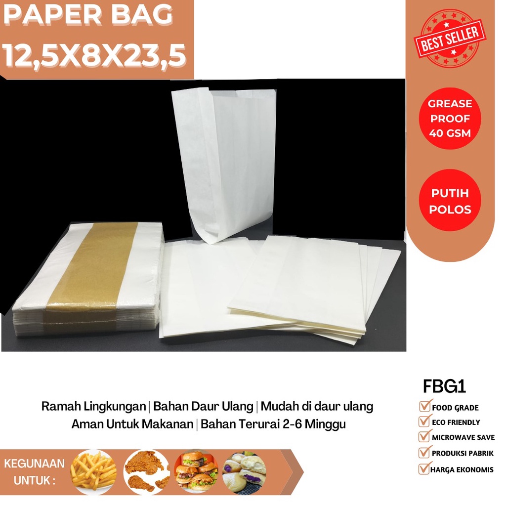 Jual Kertas Fried Chicken Paper Bag Medium (Isi 100 Lembar-FBG1W ...