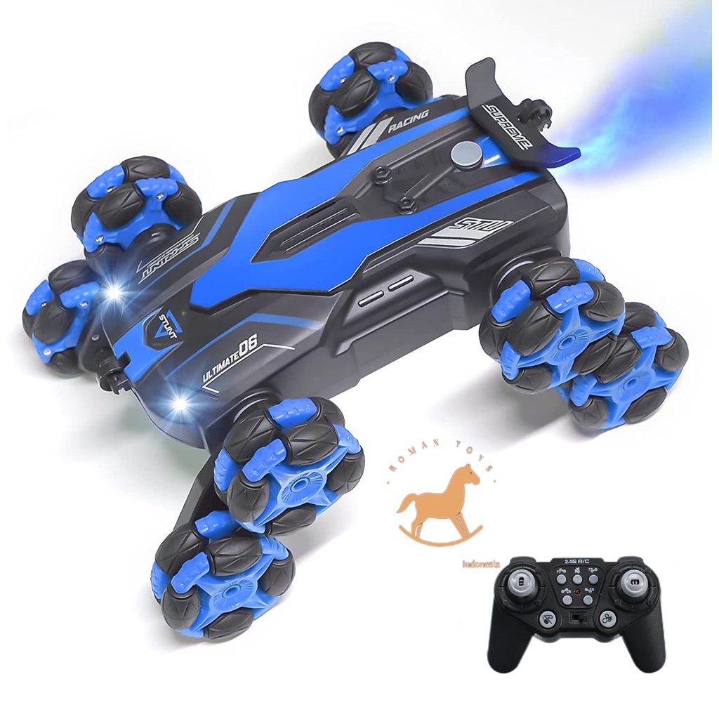 Jual Mainan Mobil Stunt 2.4G 8 Roda Remote Control Drift Semprotan ...