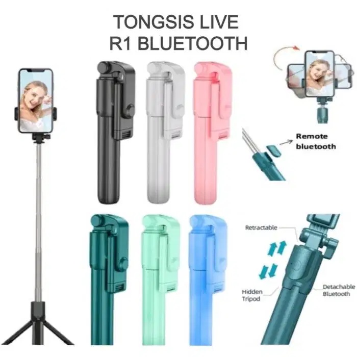 Jual Tongsis Bluetooth 3 in 1 TRIPOD R1/ TRIPOD + TONGSIS WIRELESS ...