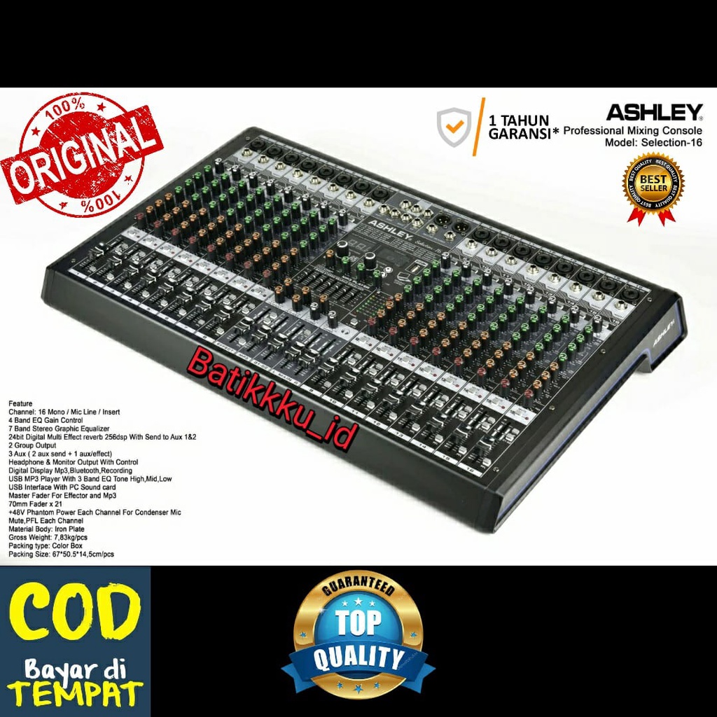 Jual Mixer ASHLEY SELECTION 16 SELECTION16 ORIGINAL 16 CH BLUETOOTH-USB ...