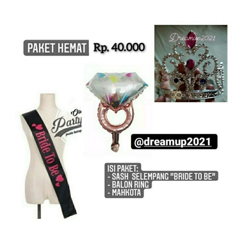 Jual PAKET BRIDAL SHOWER | PAKET HEMAT BRIDAL | SASH BRIDE TO BE ...