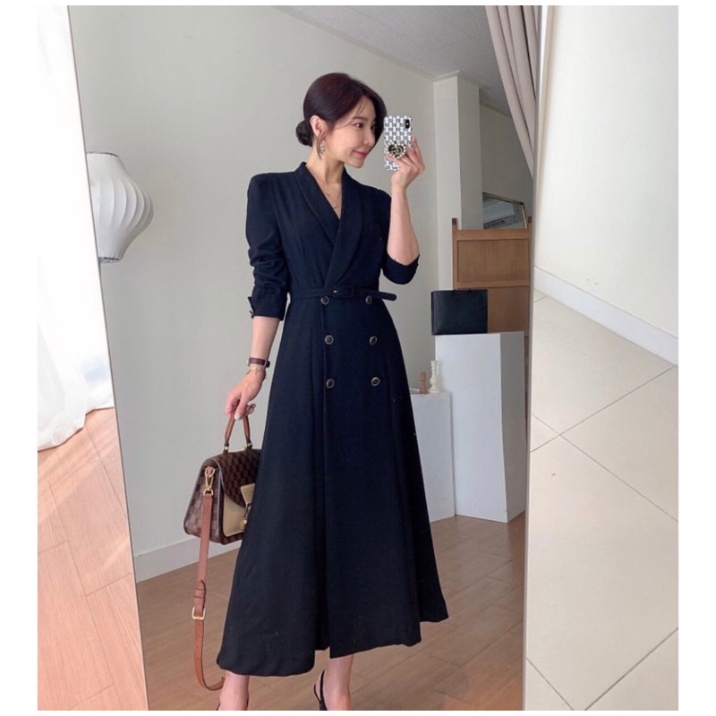 Jual Lawrence Dress Korean Simple Basic Kerja Kerah Kantor Sopan Rapi ...