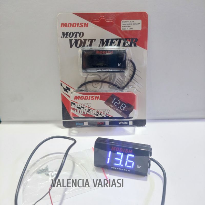 Jual VOLMETER VOLT METER 1 MODE AKI ANTI AIR SLIM WARNA BLUE UNIVERSAL ...