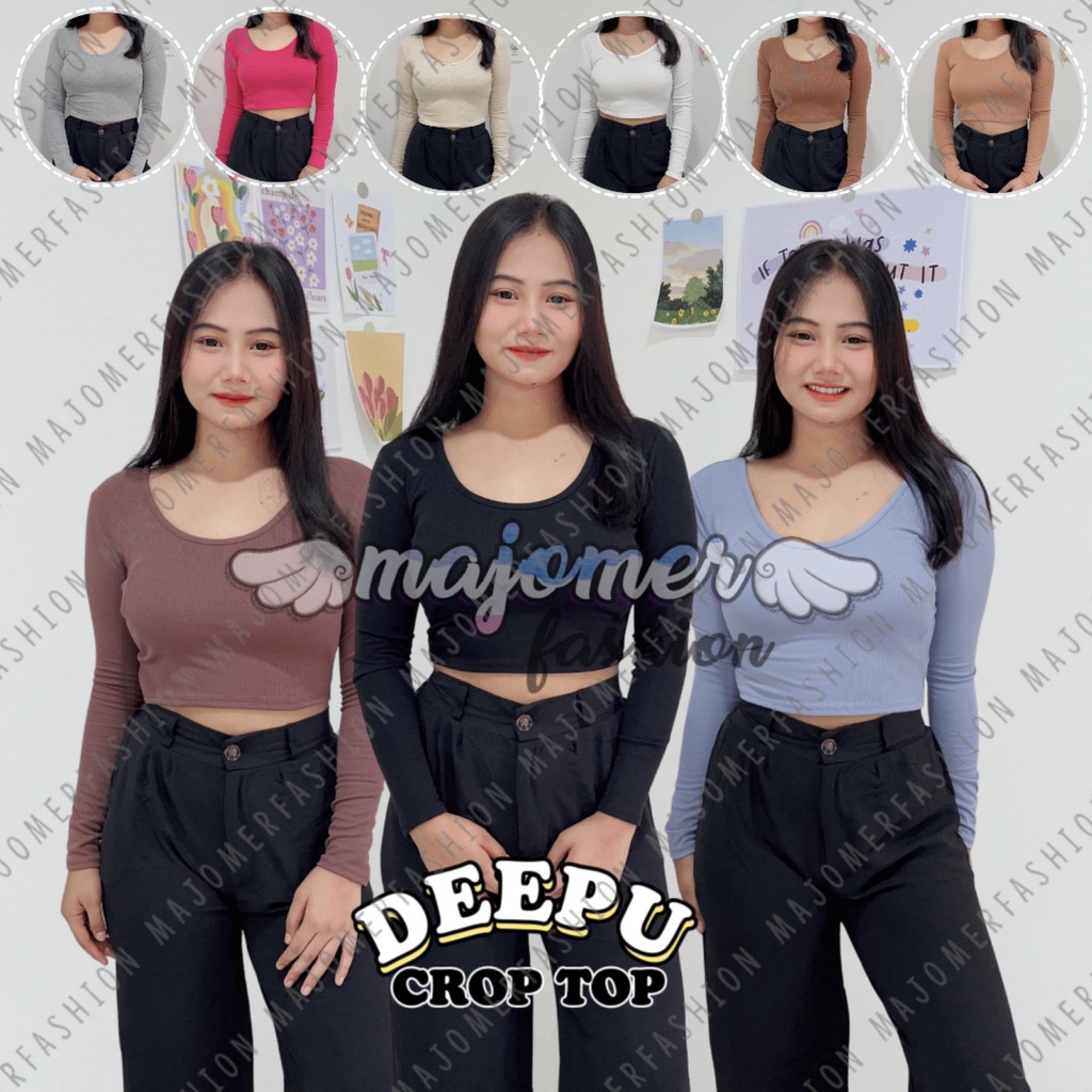 Jual MAJOMER | DEEPU CROP TOP - KAOS BASIC LENGAN PANJANG WANITA ...
