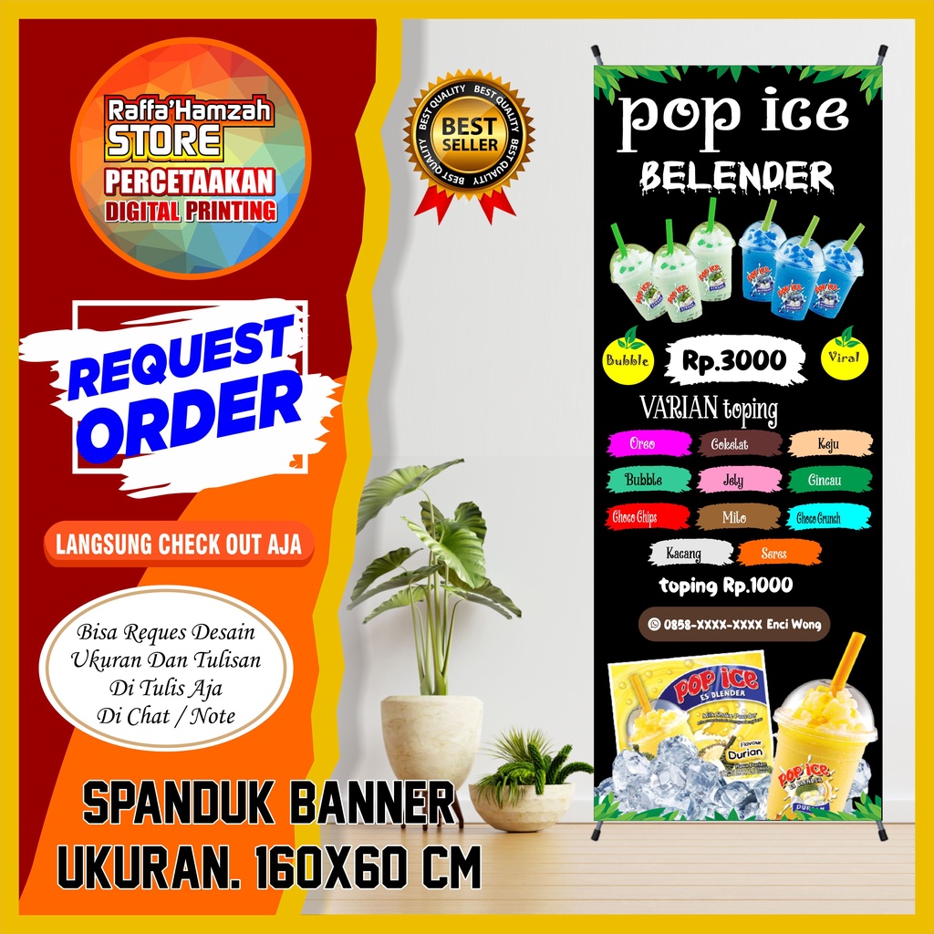 Jual Spanduk,Banner Aneka Minuman Pop Ice Ukuran 160x60 Cm | Shopee ...