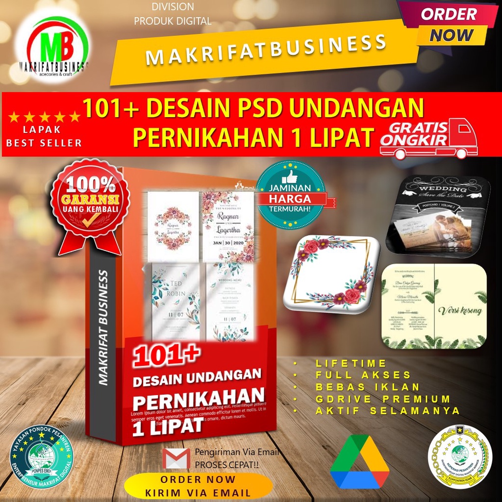 Jual 101+ TEMPLATE DESAIN UNDANGAN PERNIKAHAN 1 LIPAT PHOTOSHOP (PSD ...