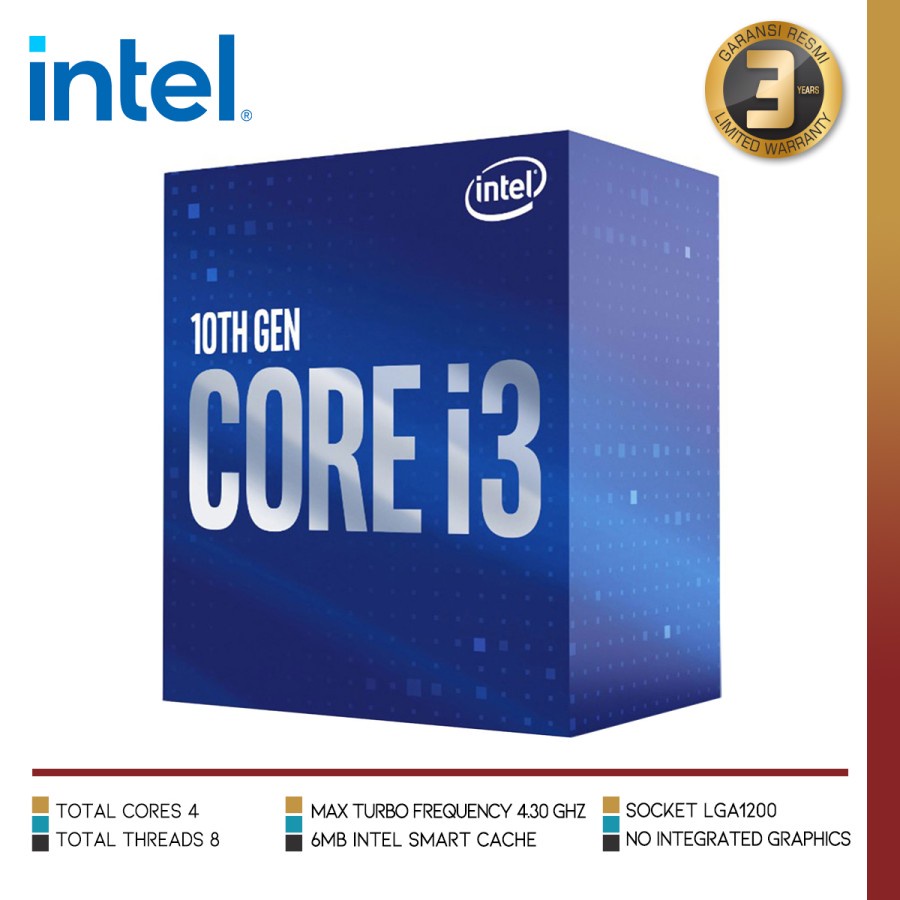 Jual INTEL CORE I3 10100F | Processor Intel Gen 10 Comet Lake LGA 1200 | Shopee Indonesia