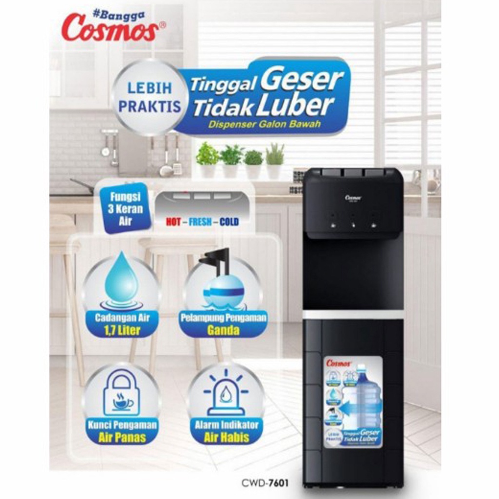Jual COSMOS Dispenser CWD 7601 Galon Bawah 3 Kran (Hot Normal Cool ...