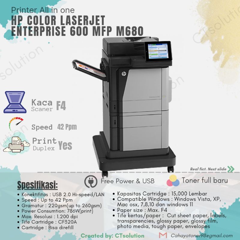 Jual HP COLOR LASERJET ENTERPRISE 600 MFP M680 45 PP/Menit | Shopee ...