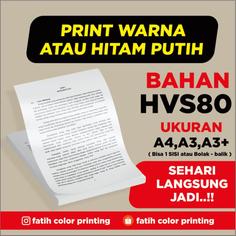 Jual PRINT CETAK A4, A3, dan A3+/ PRINT HVS MURAH / PRINT A4, A3, dan A3+ HVS 80GSM ...