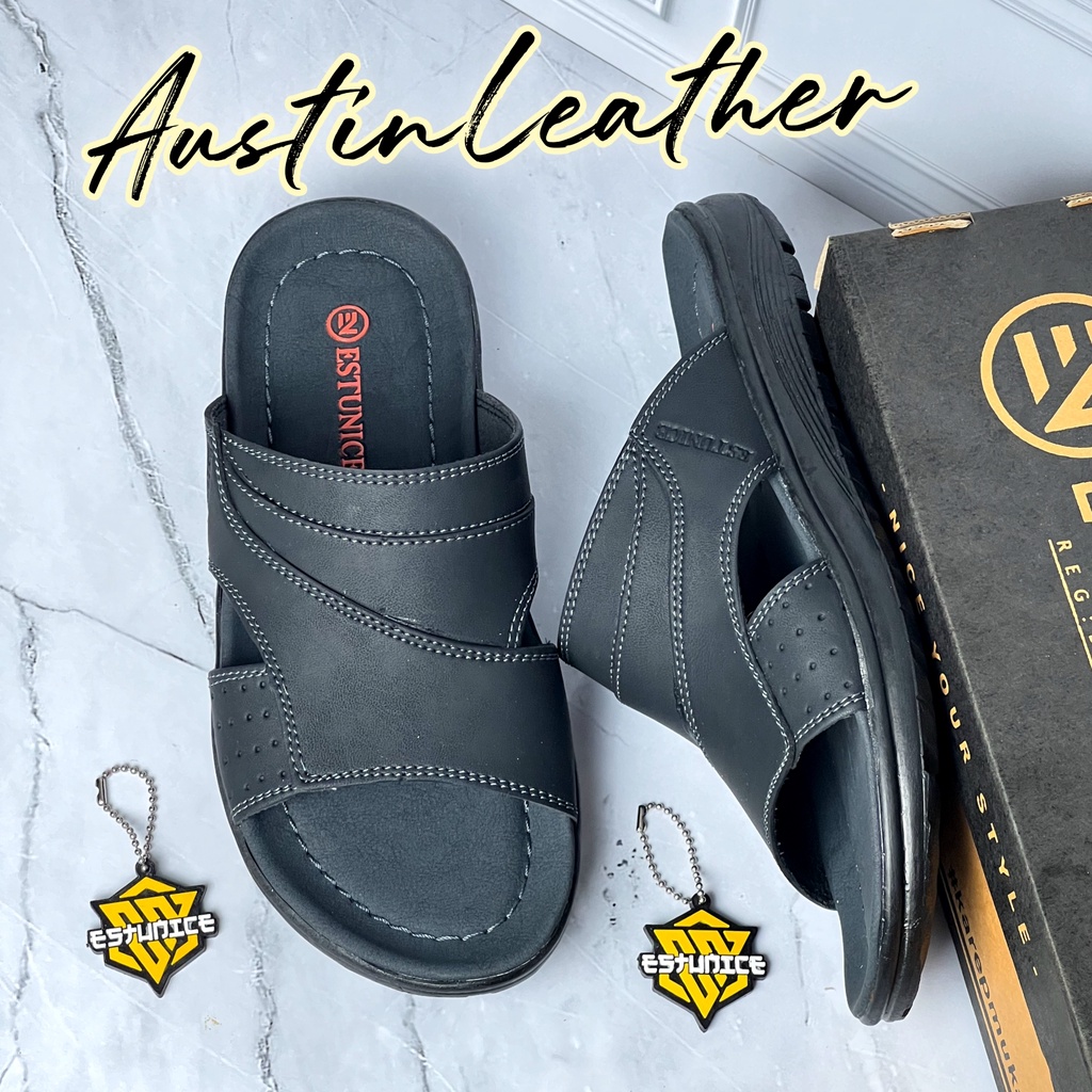 Jual Sendal Slop Kulit Pria Sandal Slip On Pria - Hylos Slop | Shopee ...